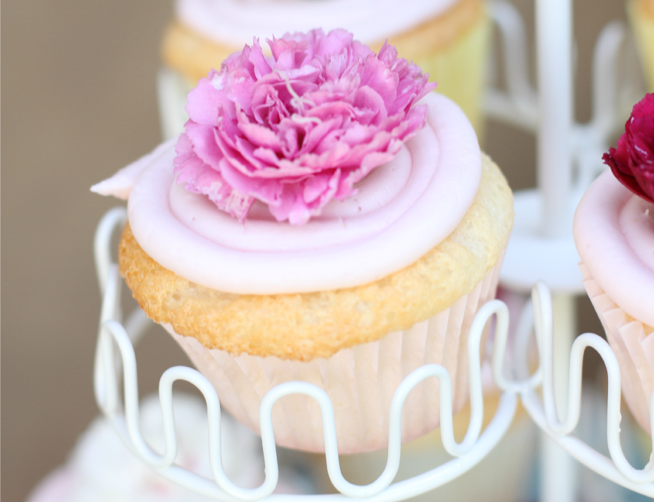 Angle Food Cupcakes with Raspberry Buttercream FrostingLa Moda